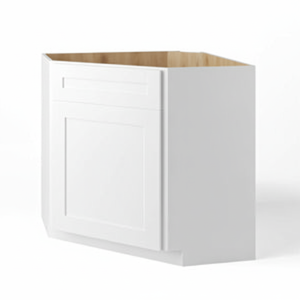 White Shaker 36" Corner Sink Base Cabinet